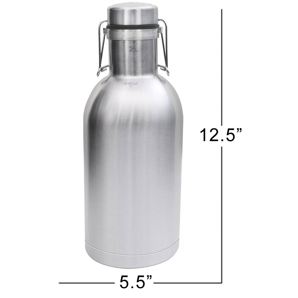 SS Growler GR64DW-SS Beer Growlers 64 oz Double Wall Stainless Steel 2 ...