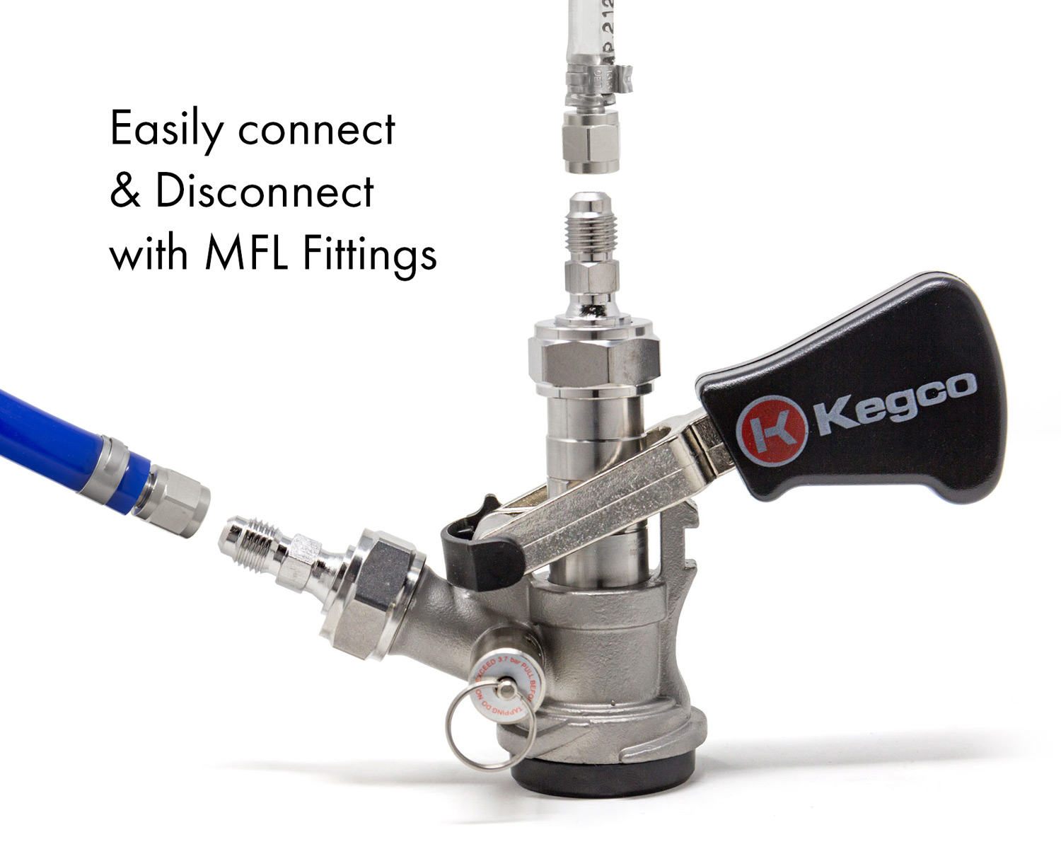 Kegco KTS97-MFL D System Ergonomic Lever Handle Keg Tap Coupler with 1/ ...