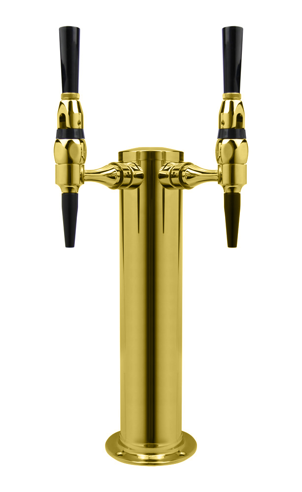 Kegco DT145-2B-STOUT 14" Tall Double Faucet Polished Brass Draft Beer ...