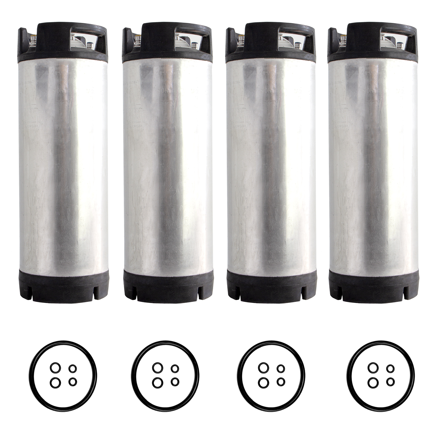 Set of 4 - Reconditioned 5 Gallon Pin Lock Kegs | BeverageFactory.com