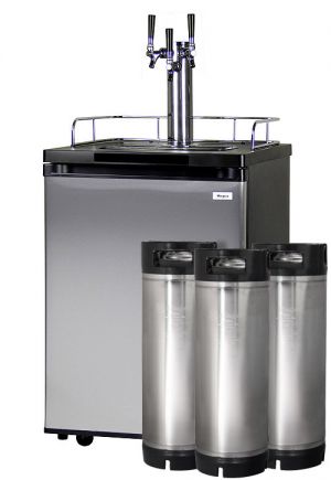 Photo of Kegco Three Tap Faucet Home Brew Kegerator - Black Cabinet ...