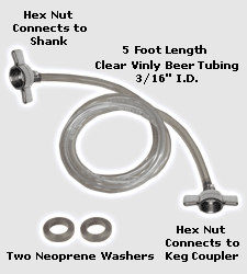 5' of 3/8" I.D. Jumper Line Assembly with 2 Wingnuts